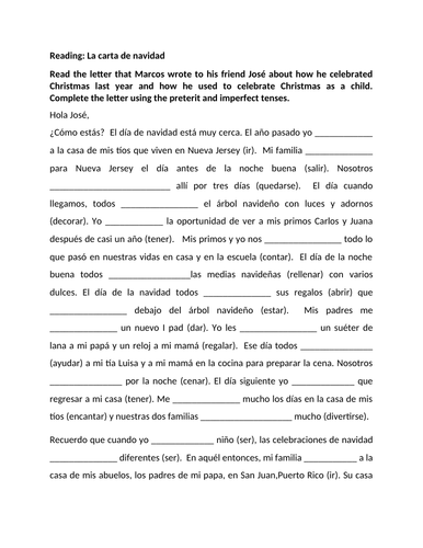 Reading la carta de navidad | Teaching Resources
