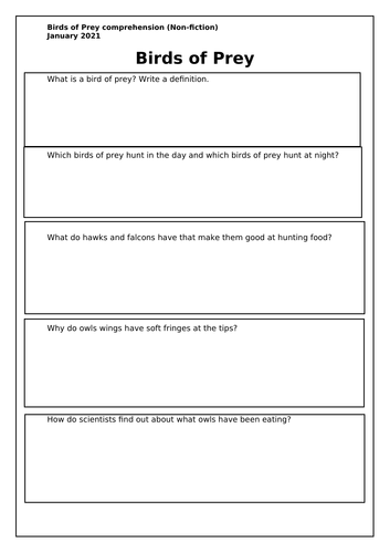 Whole class guided reading non-fiction birds of prey/owls year 4 KS2 ...