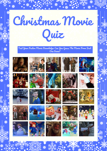 Christmas Movie / Film Quiz Fun - 25 x Guess the Festive Movie Game ...