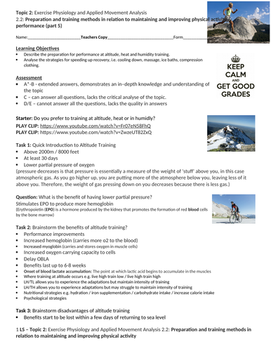 A-level PE EDEXCEL (Spec 2016) 2.2: Preparation and Training Methods P5 ...