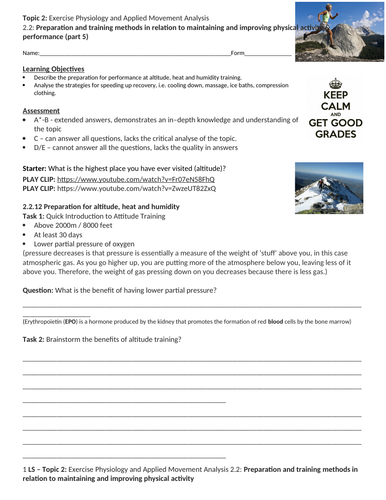 A-level PE EDEXCEL (Spec 2016) 2.2: Preparation and Training Methods P5 ...