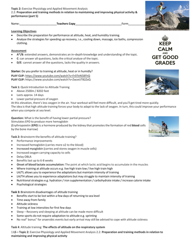 A-level PE EDEXCEL (Spec 2016) 2.2: Preparation and Training Methods P5 ...