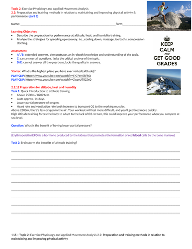 A-level PE EDEXCEL (Spec 2016) 2.2: Preparation and Training Methods P5 ...