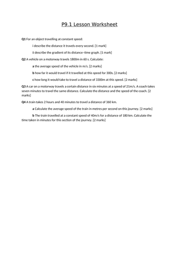 AQA GCSE Physics (9-1) - P9.1 Speed and distance-time graphs FULL ...
