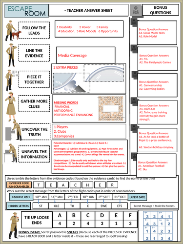 Morality in Sport - PE Escape Room | Teaching Resources