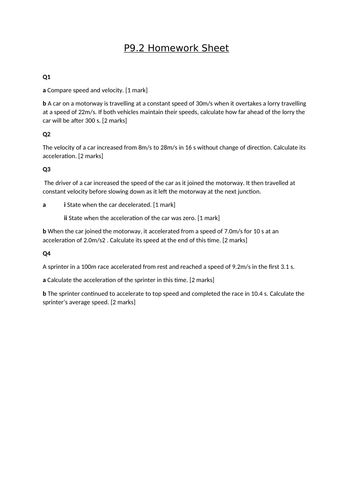 AQA GCSE Physics (9-1) P9 Motion ALL LESSONS | Teaching Resources