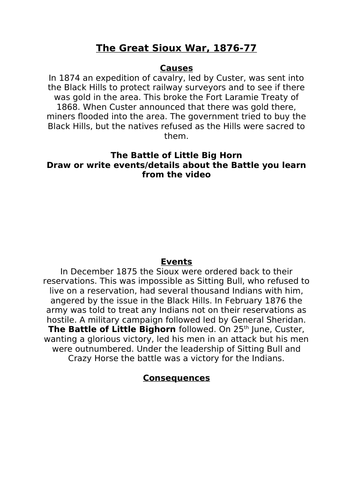 Battle of the Little Bighorn | Teaching Resources