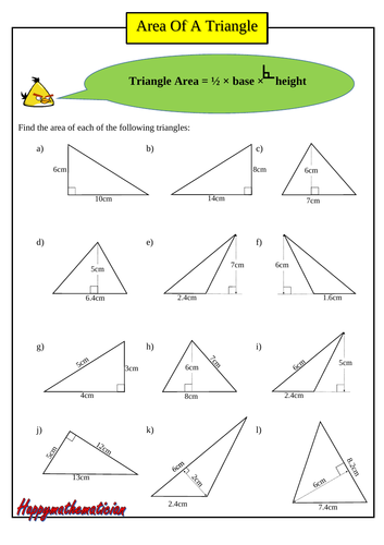 Basic Area of A Triangle - Worksheet With Answers | Teaching Resources