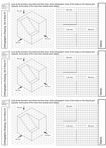 Orthographic Drawing Do It Now Tasks lesson starters | Teaching Resources