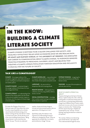 Building a climate literate society | Teaching Resources