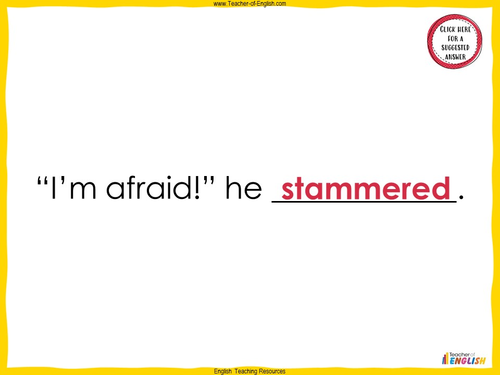 Words Instead of Said - KS3 | Teaching Resources