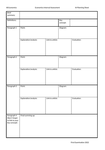 IB Economics IA - planning, marking and recording | Teaching Resources