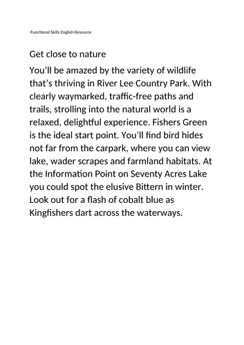 Edexcel Functional Skills in English: Level 2 Unit - LEISURE | Teaching ...