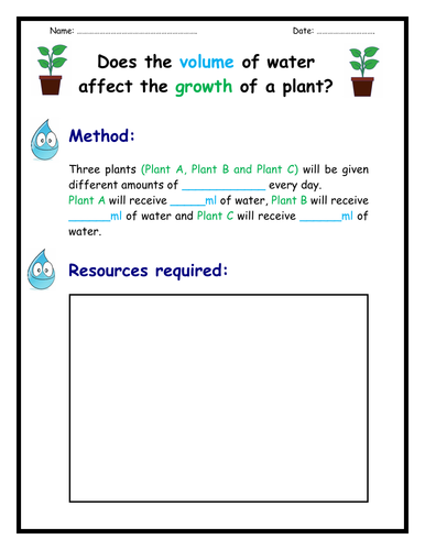 KS1 Plant Investigation - Does the volume of water affect the growth of ...