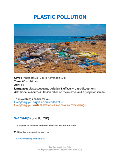 ESL Lesson - PLASTIC POLLUTION | Teaching Resources ESL Lesson - PLASTIC POLLUTION | Teaching Resources