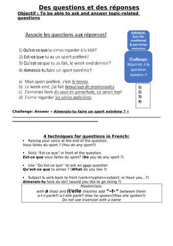 Free time activities - French - AQA - GCSE - Unit 3 - revision ...
