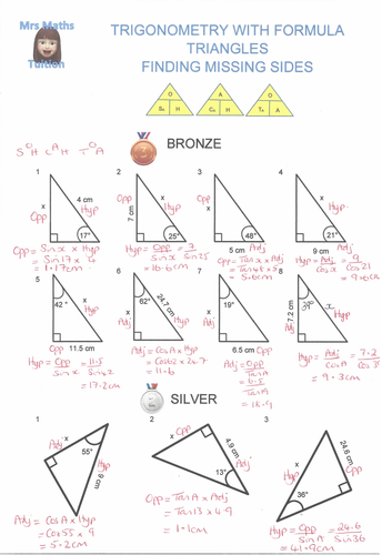 Trigonometry with formula triangles | Teaching Resources