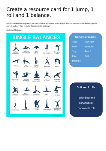Gymnastics task card creation - Home learning task | Teaching Resources