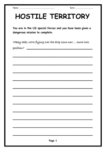 Creative Writing Task: HOSTILE TERRITORY | Teaching Resources