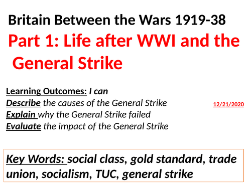 Britain between the wars - part 1: 1920's | Teaching Resources