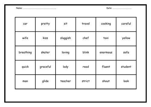 Word Sort - Nouns, Adjectives, Verbs | Teaching Resources
