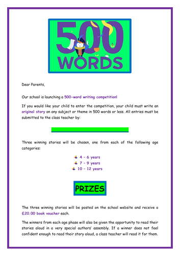 500-word writing competition! | Teaching Resources