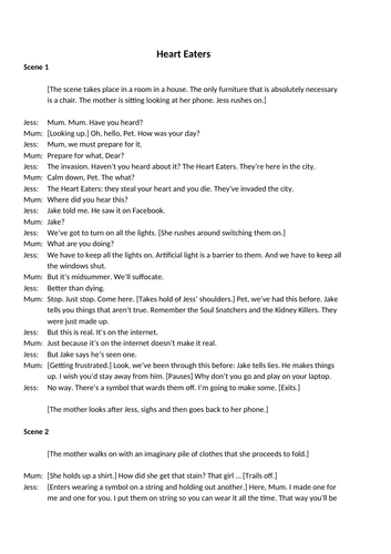 Heart Eaters -- a play script | Teaching Resources