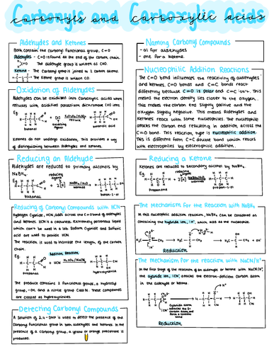 Carbonyl and Carboxylic Acids Revision Notes | Teaching Resources