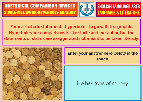 COMPARISON DEVICES - SIMILE, METAPHOR, HYPERBOLE, ANALOGY: 73 BOOM ...