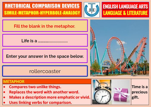 COMPARISON DEVICES - SIMILE, METAPHOR, HYPERBOLE, ANALOGY: 73 BOOM ...