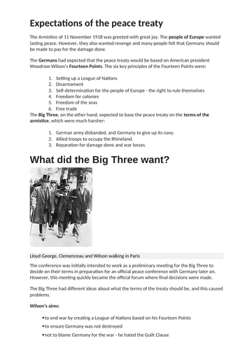The Big Three and the Treaty of Versailles | Teaching Resources