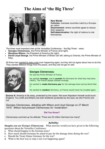 The Big Three and the Treaty of Versailles | Teaching Resources