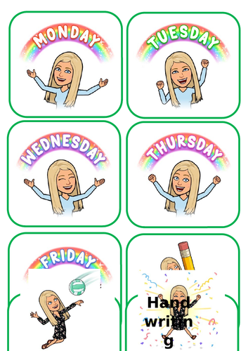 Visual timetable- blonde bitmoji | Teaching Resources