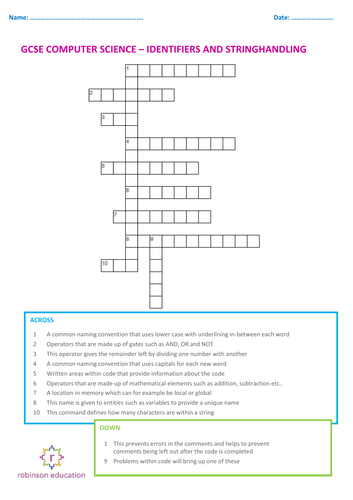 GCSE Computer Science - 10 Crossword Activities Full Bundle (with answers) | Teaching Resources