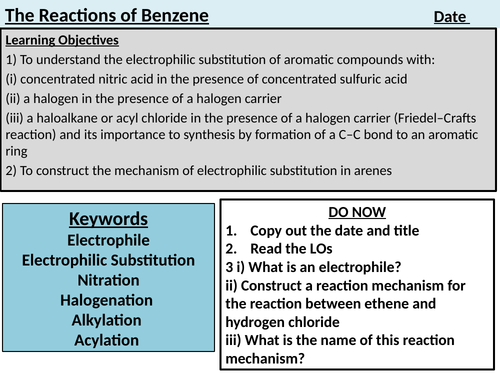 The Reactions of Benzene | Teaching Resources