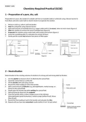 AQA GCSE Chemistry Required Practicals Methods | Teaching Resources