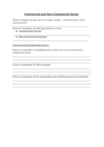 Commercial and Non Commercial Sector AC1.1 | Teaching Resources