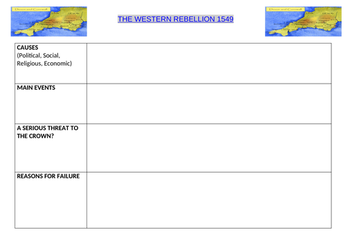 Western Rebellion - Tudor History AQA Unit 1C A Level Resource ...