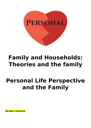 Personal Life Perspective & the Family - AQA A level Sociology ...