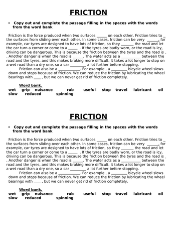 Drag forces and friction KS3 Activate Science | Teaching Resources