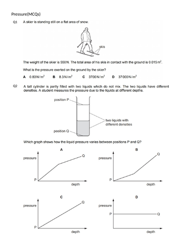 PRESSURE(MCQS 0625 IGCSE CLASSIFIED WORKSHEET WITH ANSWERS) | Teaching ... PRESSURE(MCQS 0625 IGCSE CLASSIFIED WORKSHEET WITH ANSWERS) | Teaching ...