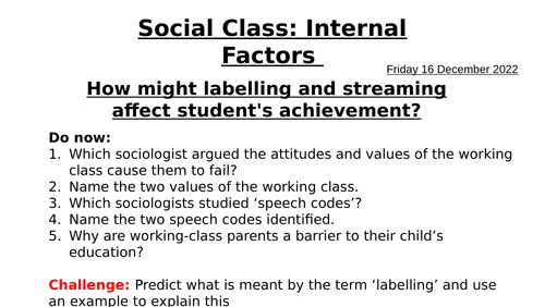 AQA Sociology - Education (Internal and External Factors) | Teaching ...