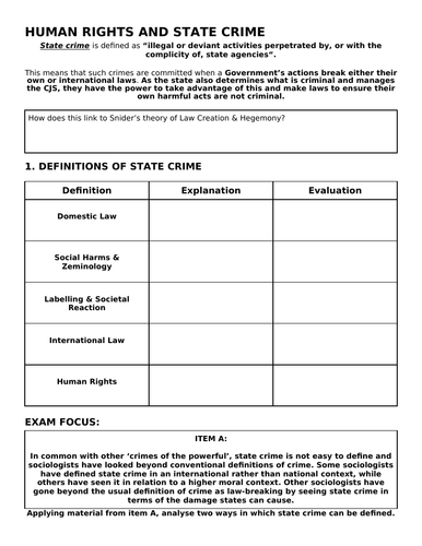 AQA A level Sociology - Globalisation, Green Crime, Human Rights &State ...