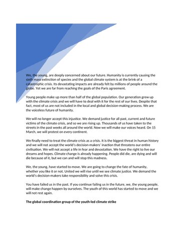 Edexcel Functional Skills in English: Level 2 Unit - Climate Change ...