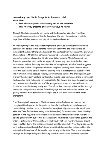 GCSE Grade 9 'An Inspector Calls' Essay | Teaching Resources