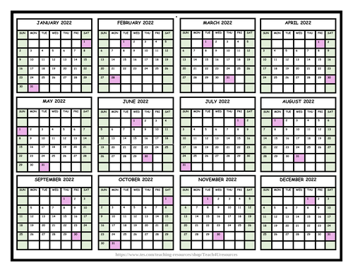 Calendar 2021 & 2022 - Fully Editable | Teaching Resources