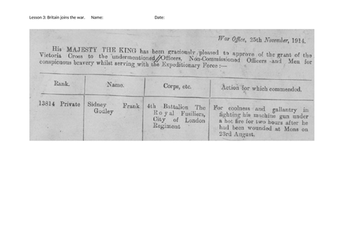 Britain joins World War I (lesson3) | Teaching Resources