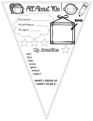 Welcome back - New start - All about me pennant bunting banner activity ...