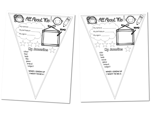 Welcome back - New start - All about me pennant bunting banner activity ...