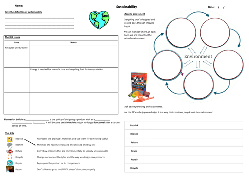 Sustainability - Worksheets GCSE DT | Teaching Resources
